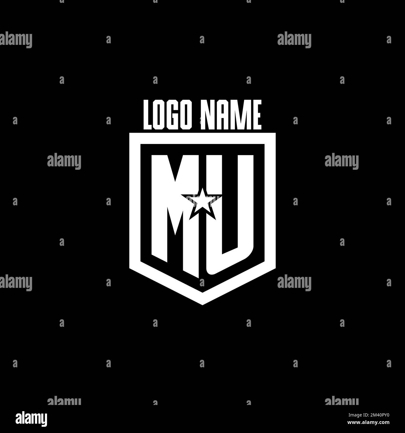 MU initial gaming logo with shield and star style design inspiration ...