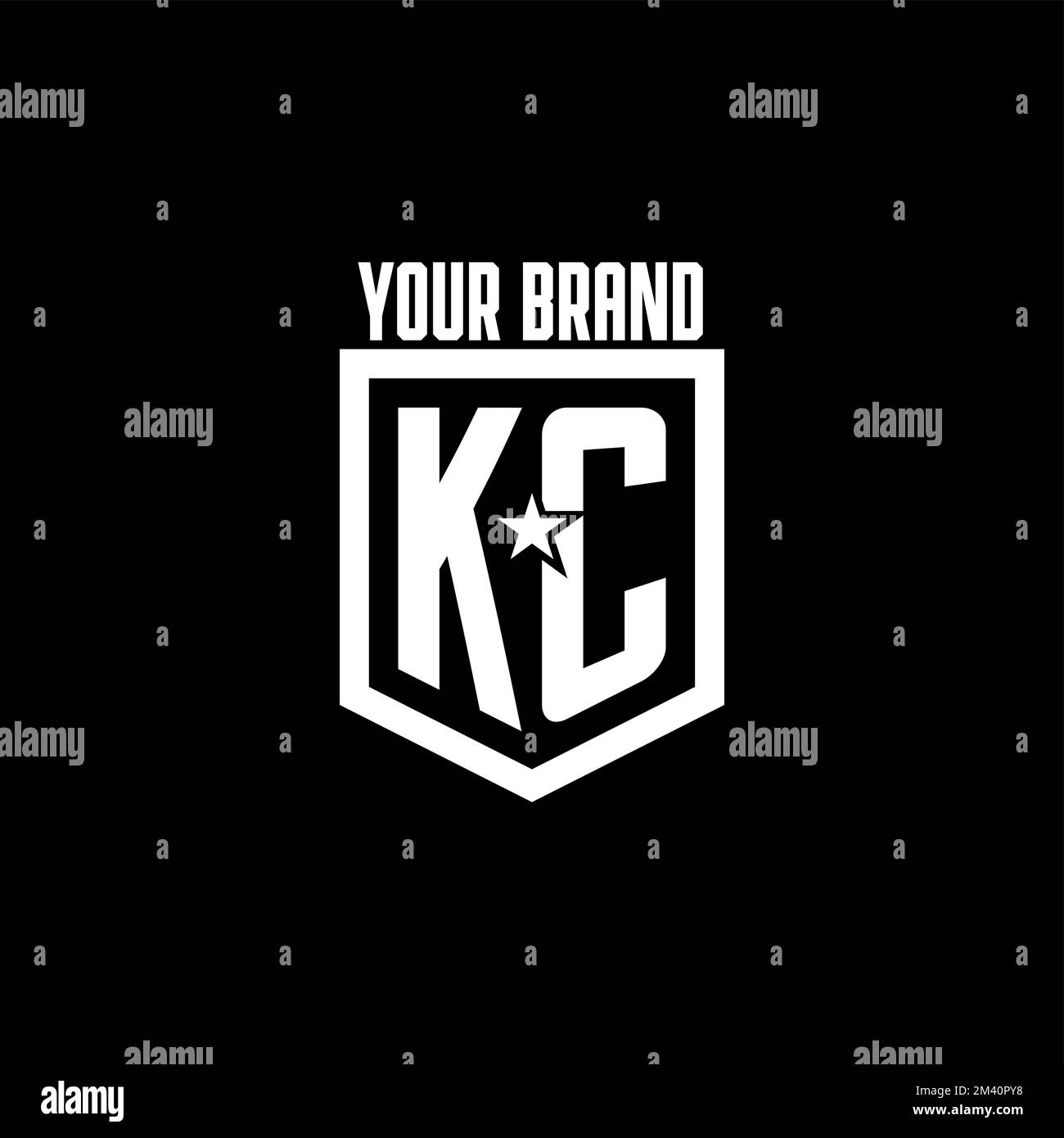 KC initial gaming logo with shield and star style design inspiration ...
