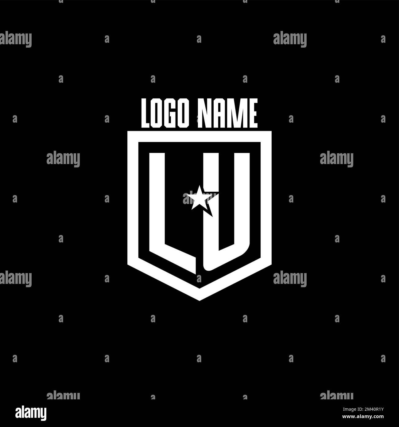 LU initial gaming logo with shield and star style design inspiration ...