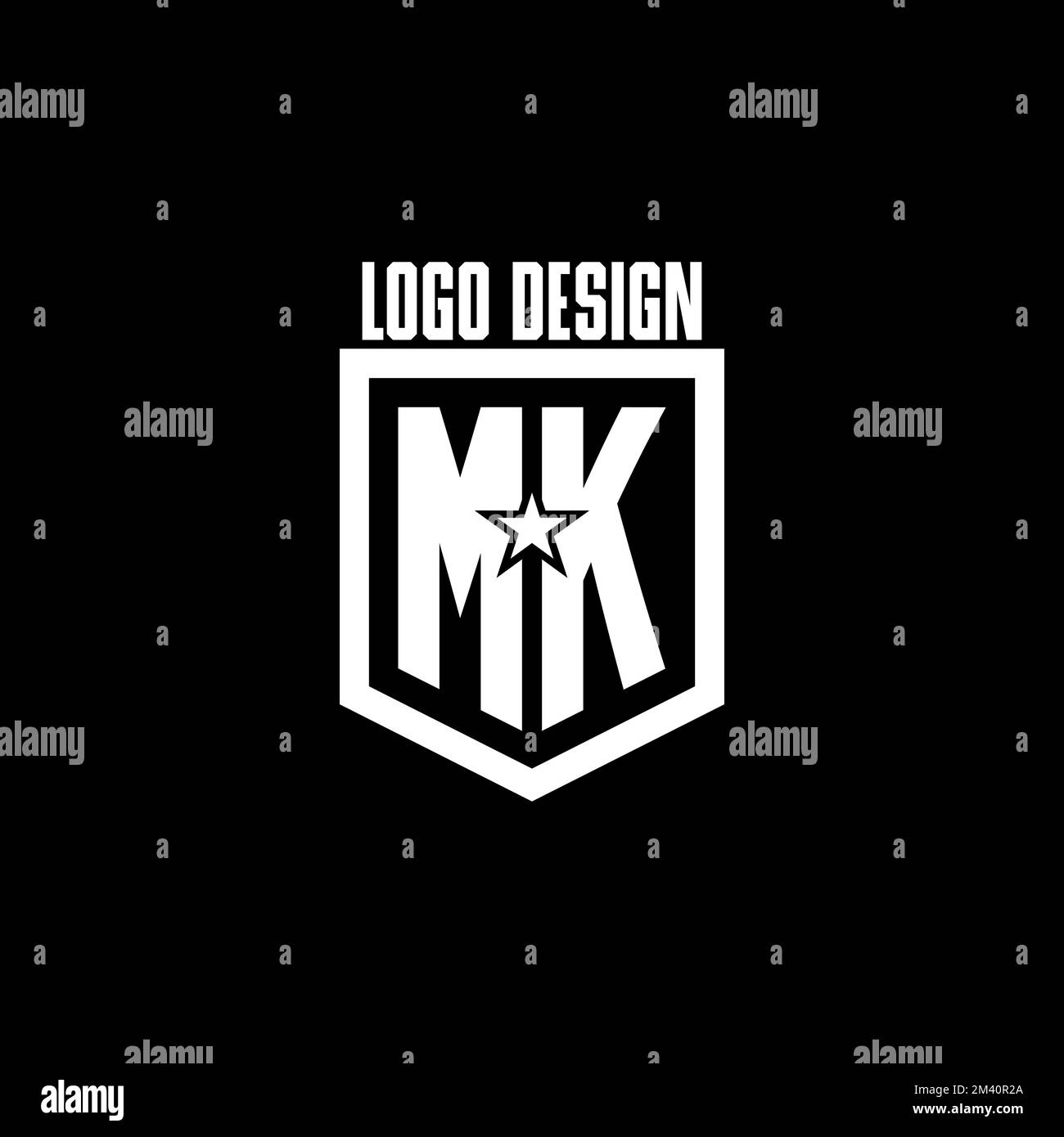MK initial gaming logo with shield and star style design inspiration ...