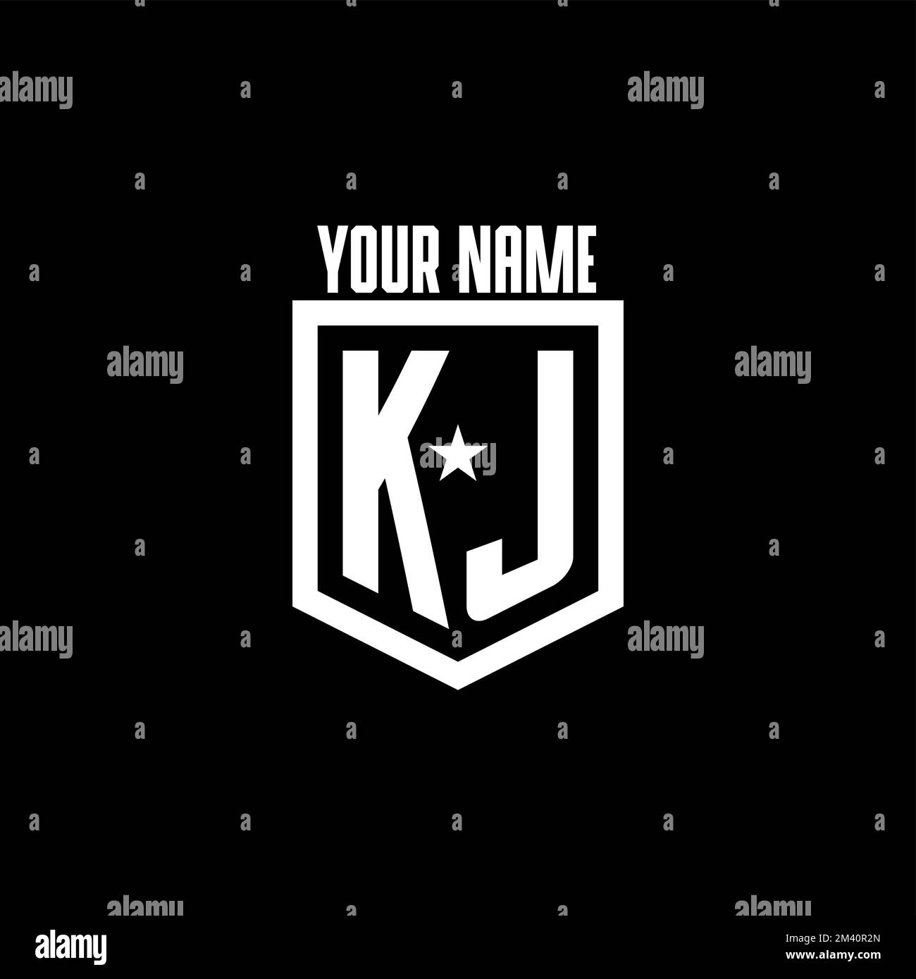 KJ initial gaming logo with shield and star style design inspiration ...