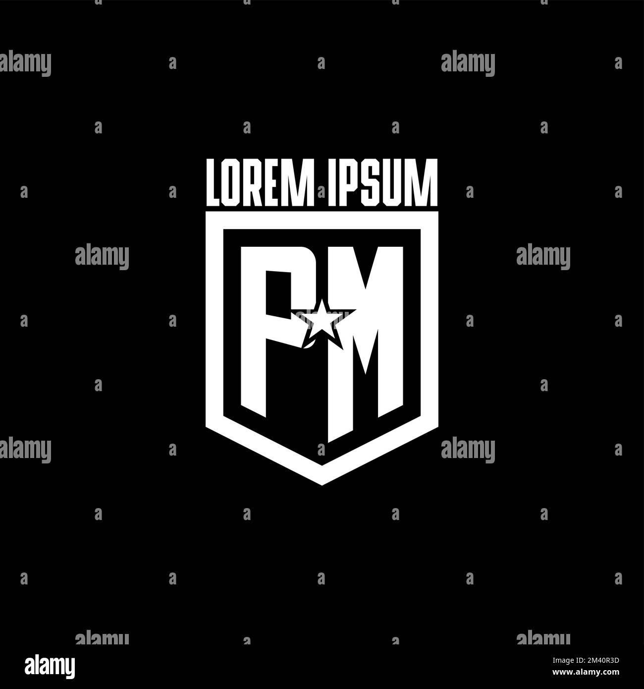 PM initial gaming logo with shield and star style design inspiration ...