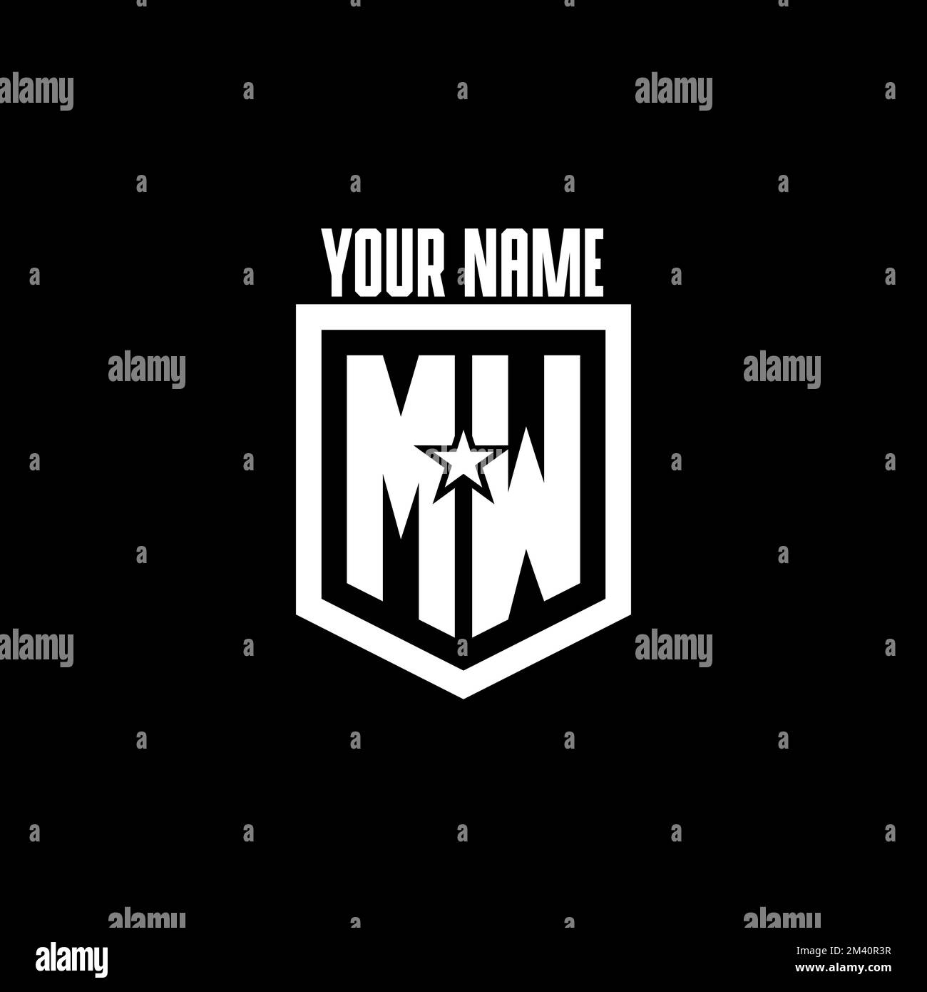 MW initial gaming logo with shield and star style design inspiration ...