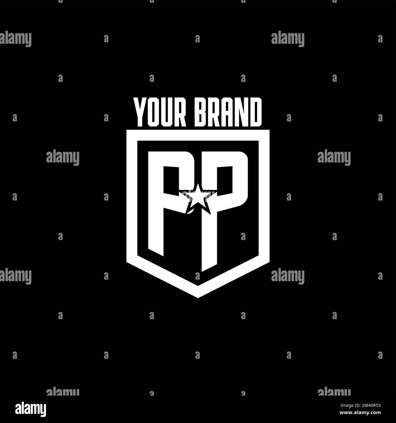 PP initial gaming logo with shield and star style design inspiration ...