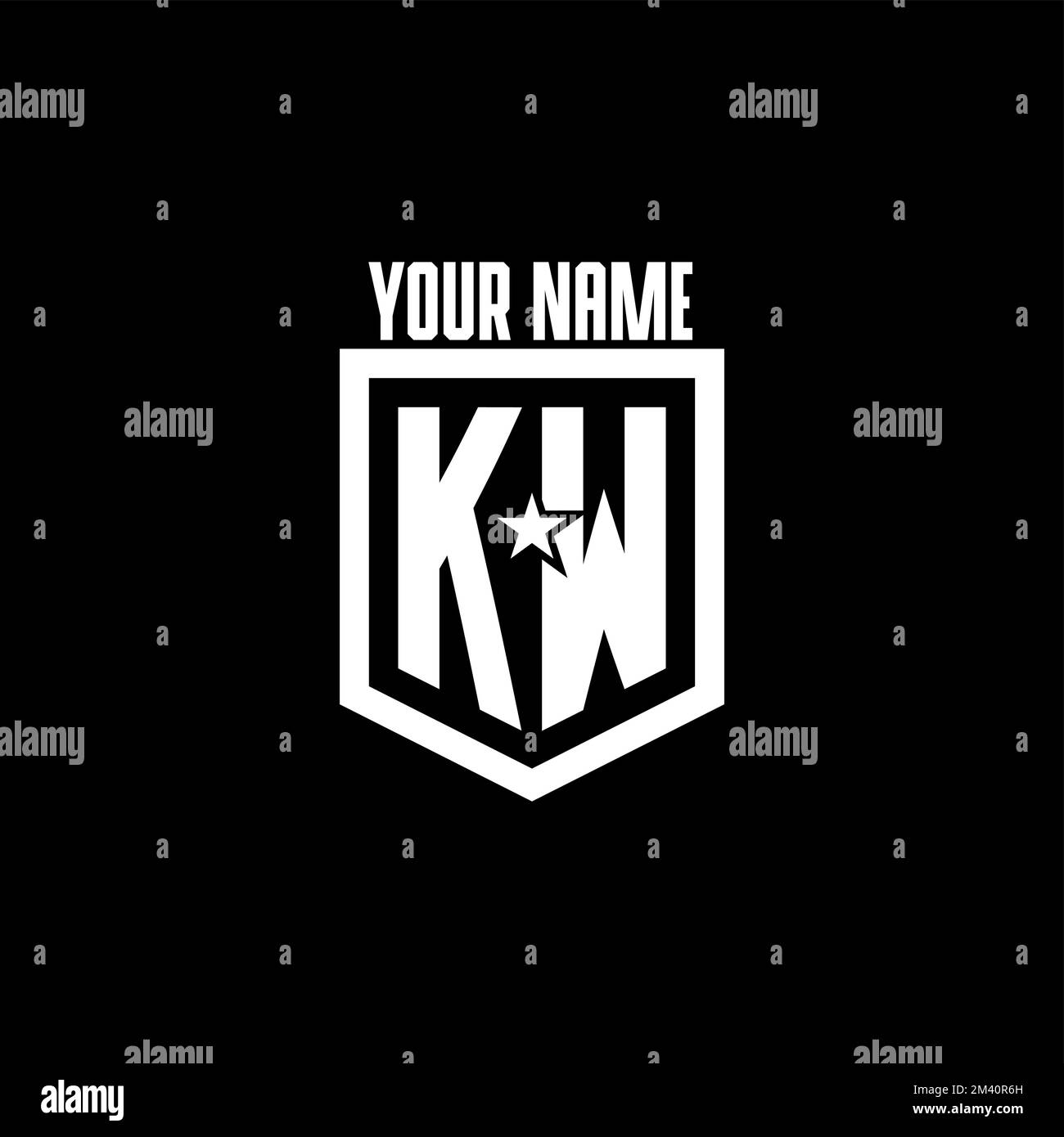 KW initial gaming logo with shield and star style design inspiration ...