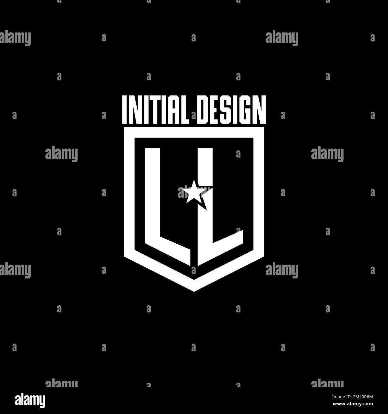 LL initial gaming logo with shield and star style design inspiration ...