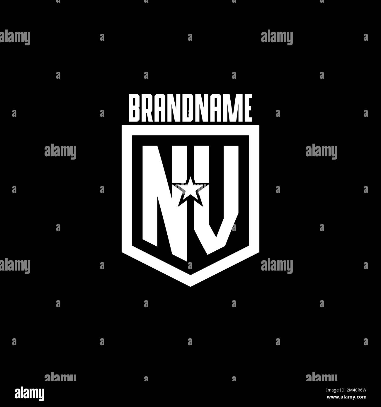 NV initial gaming logo with shield and star style design inspiration ...