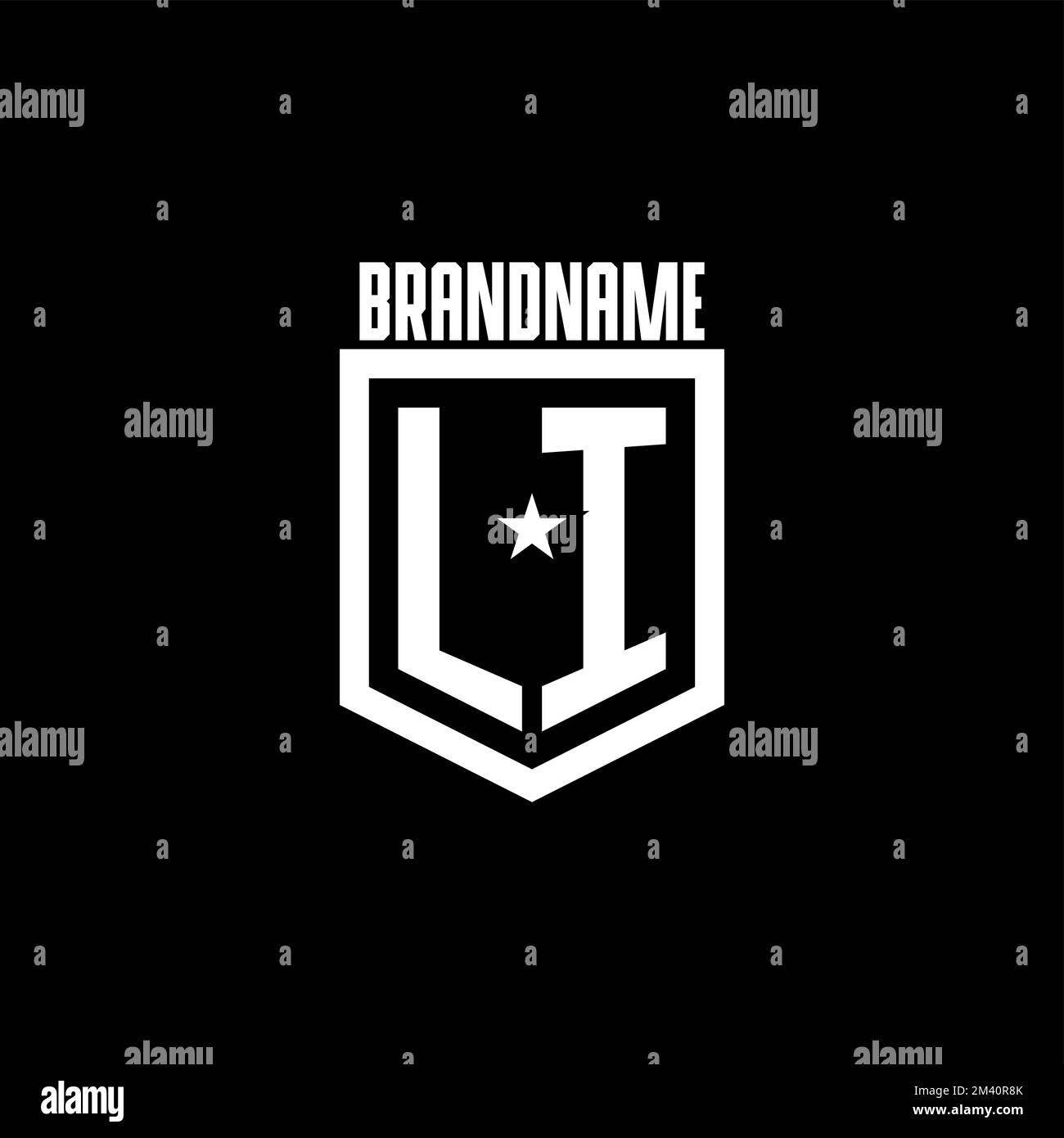 LI initial gaming logo with shield and star style design inspiration ...