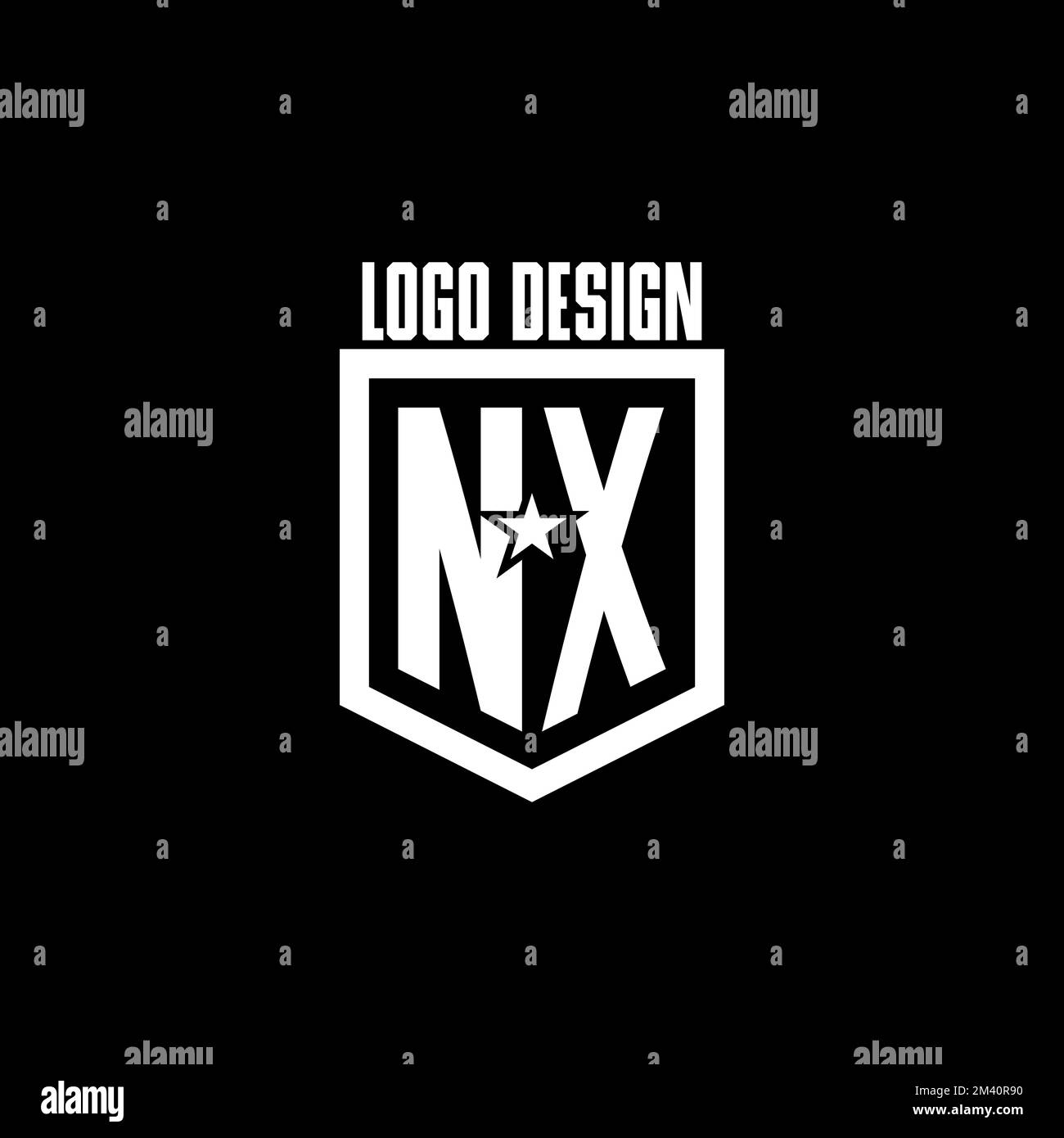 NX initial gaming logo with shield and star style design inspiration ...