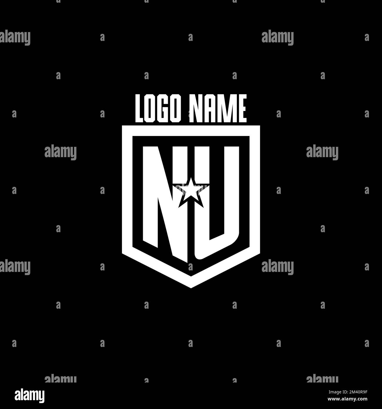 NU initial gaming logo with shield and star style design inspiration ...