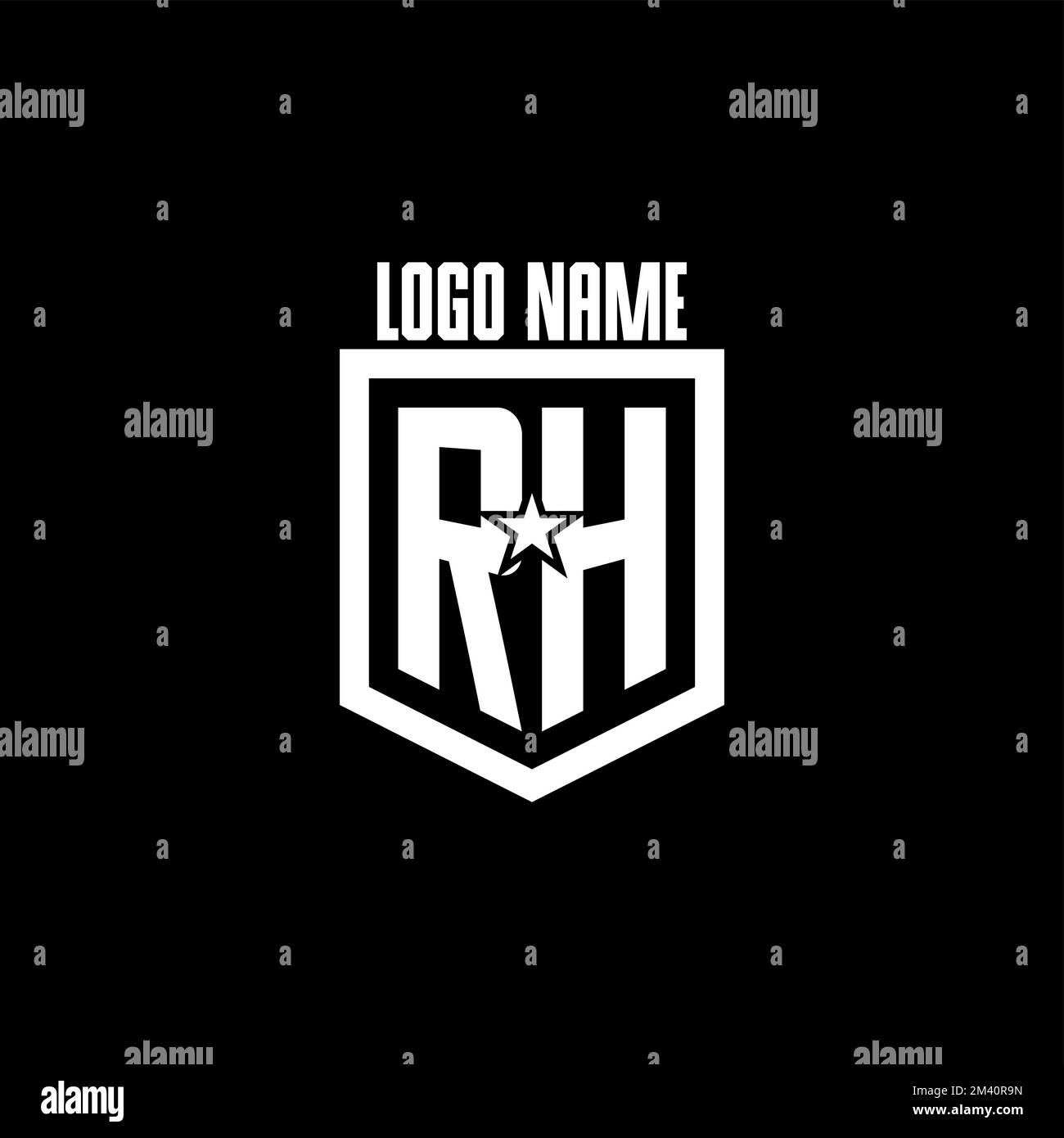 RH initial gaming logo with shield and star style design inspiration ...