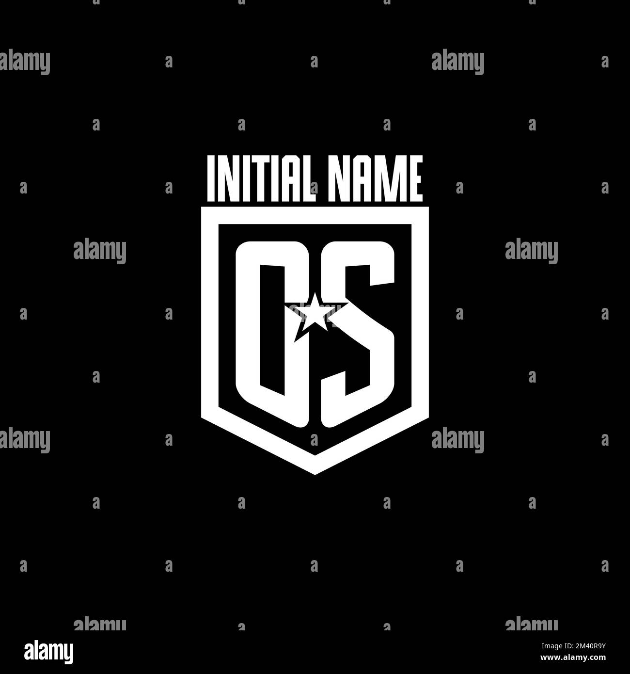 OS initial gaming logo with shield and star style design inspiration ...