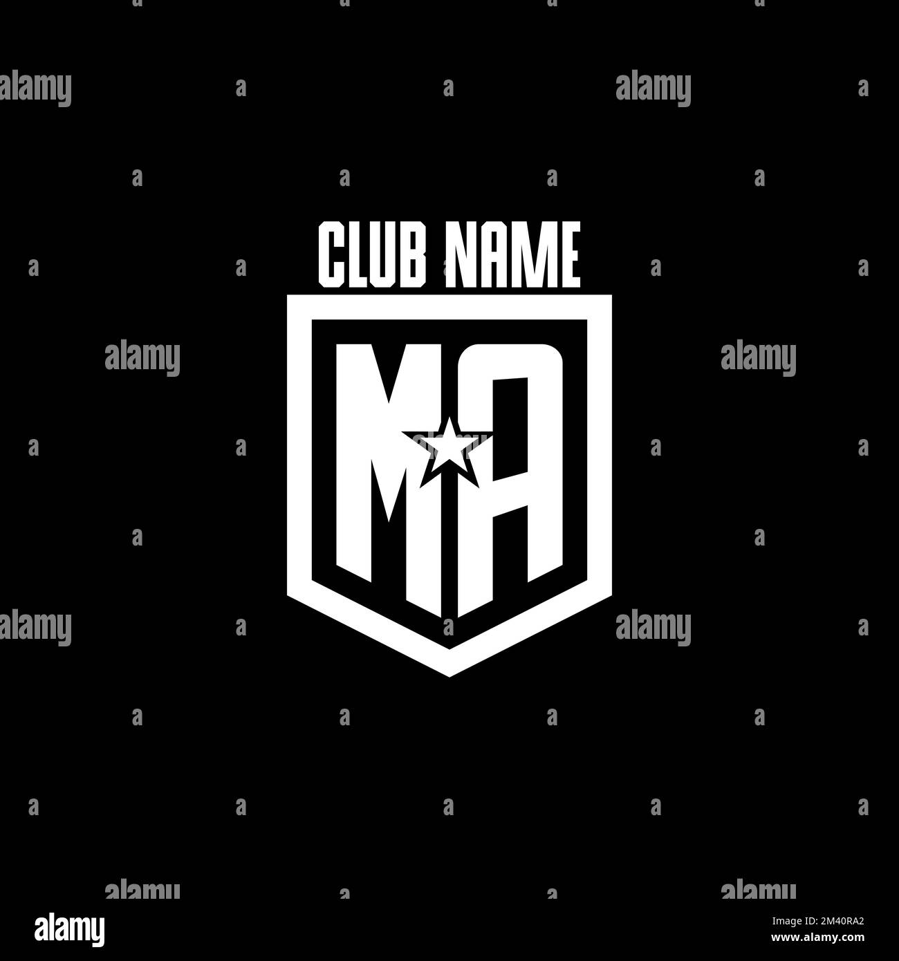 MA initial gaming logo with shield and star style design inspiration ...