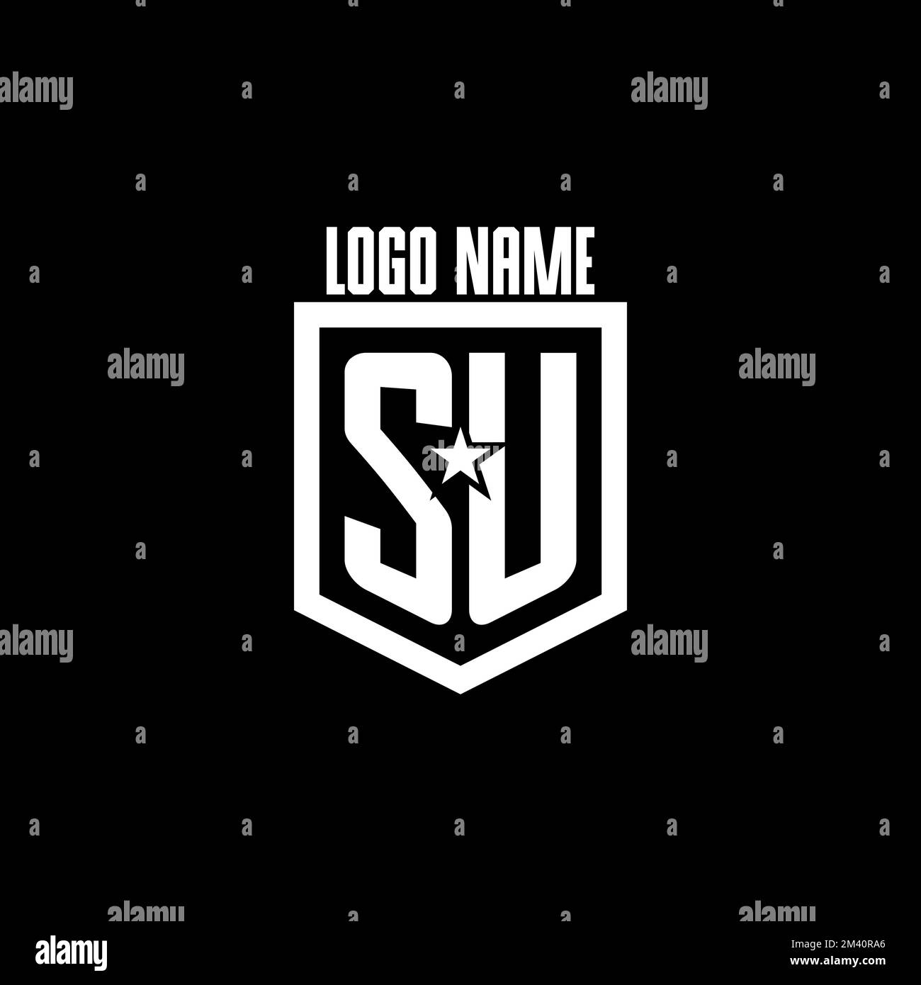 SU initial gaming logo with shield and star style design inspiration ...