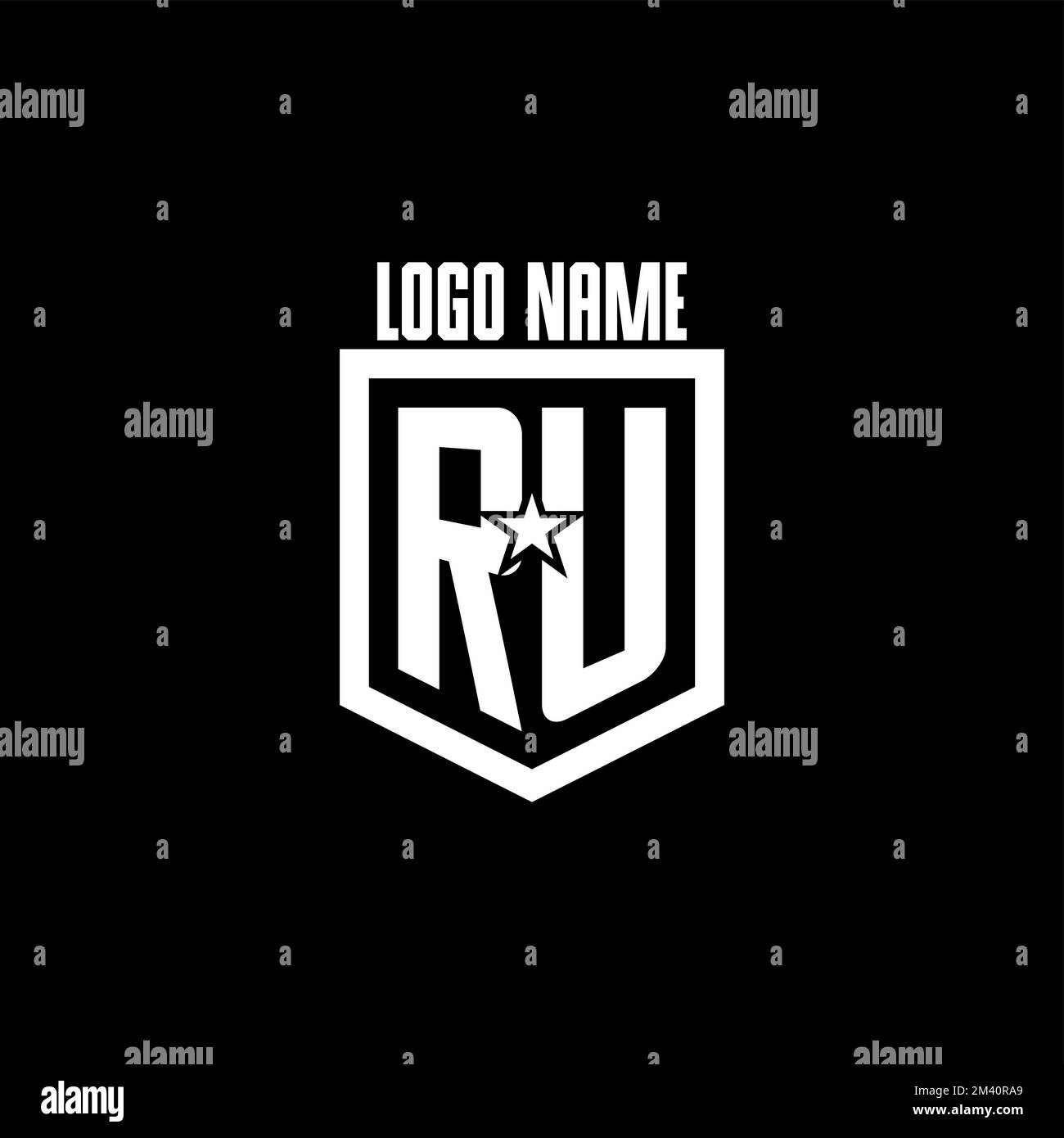 RU initial gaming logo with shield and star style design inspiration ...
