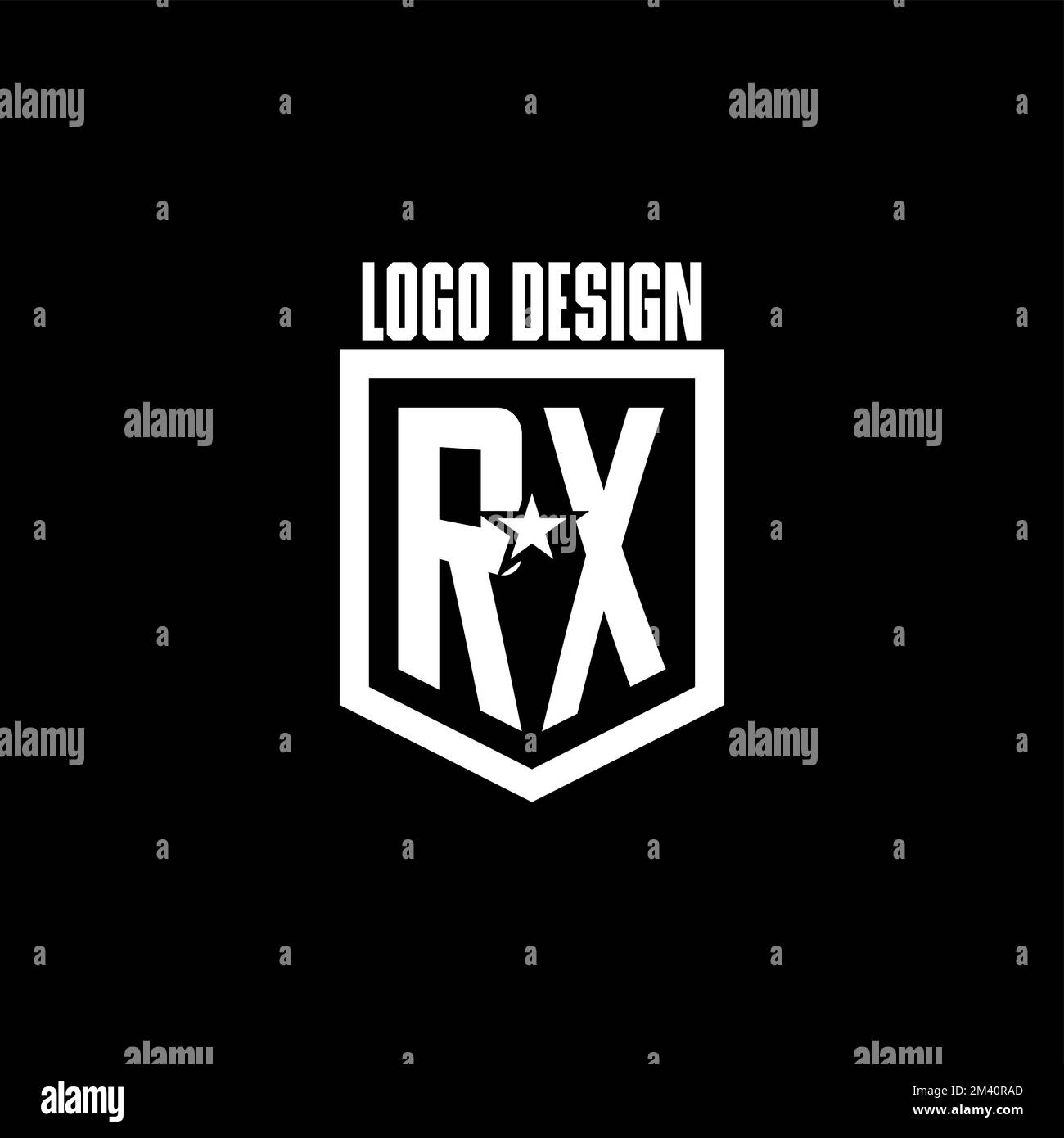 RX initial gaming logo with shield and star style design inspiration ...