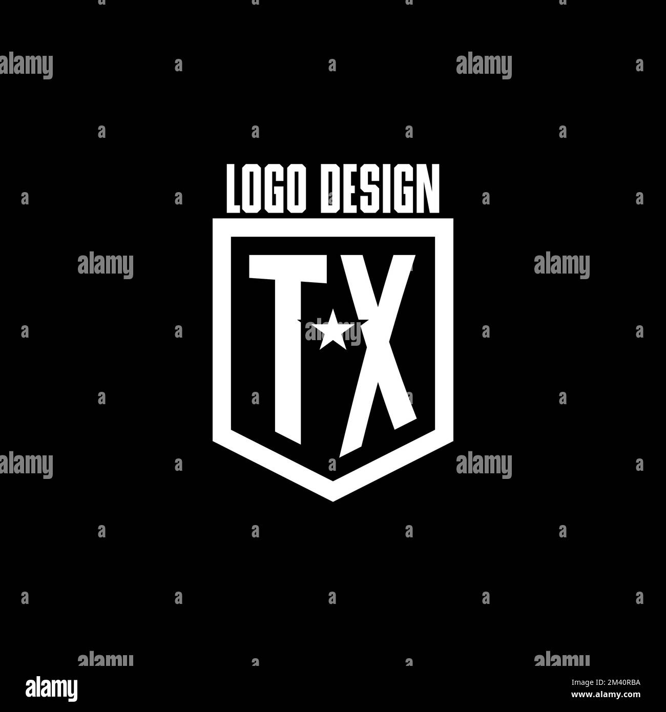 TX initial gaming logo with shield and star style design inspiration ...