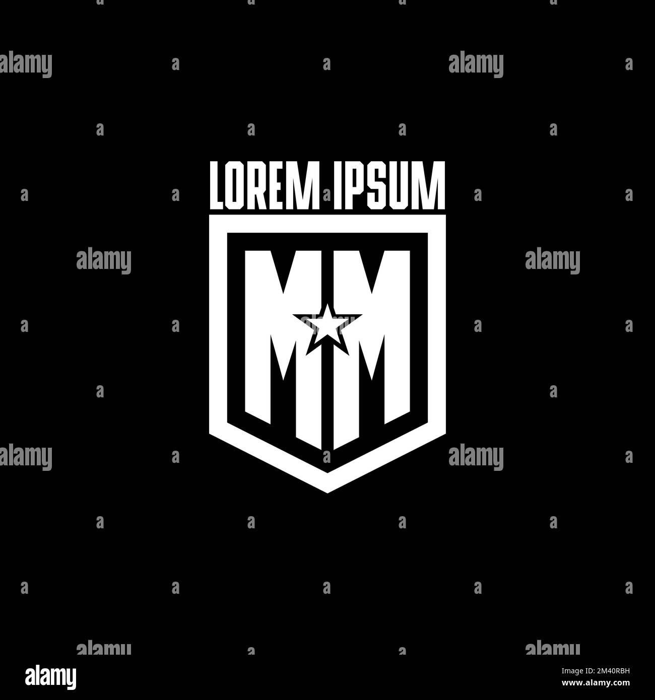 MM initial gaming logo with shield and star style design inspiration ...