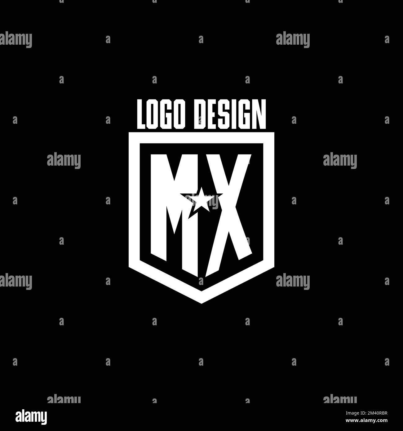 MX initial gaming logo with shield and star style design inspiration ...
