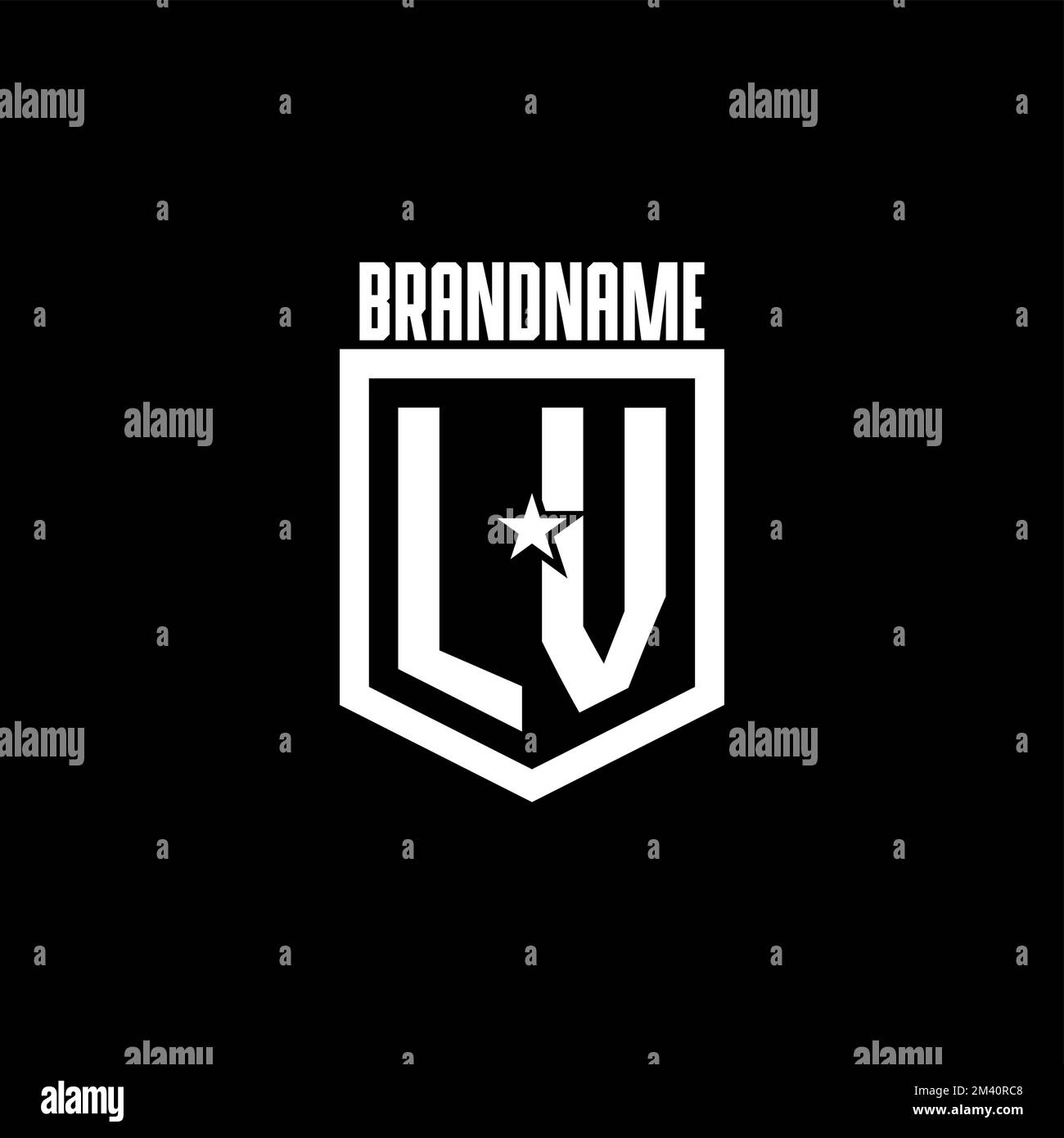 LV initial gaming logo with shield and star style design inspiration ...