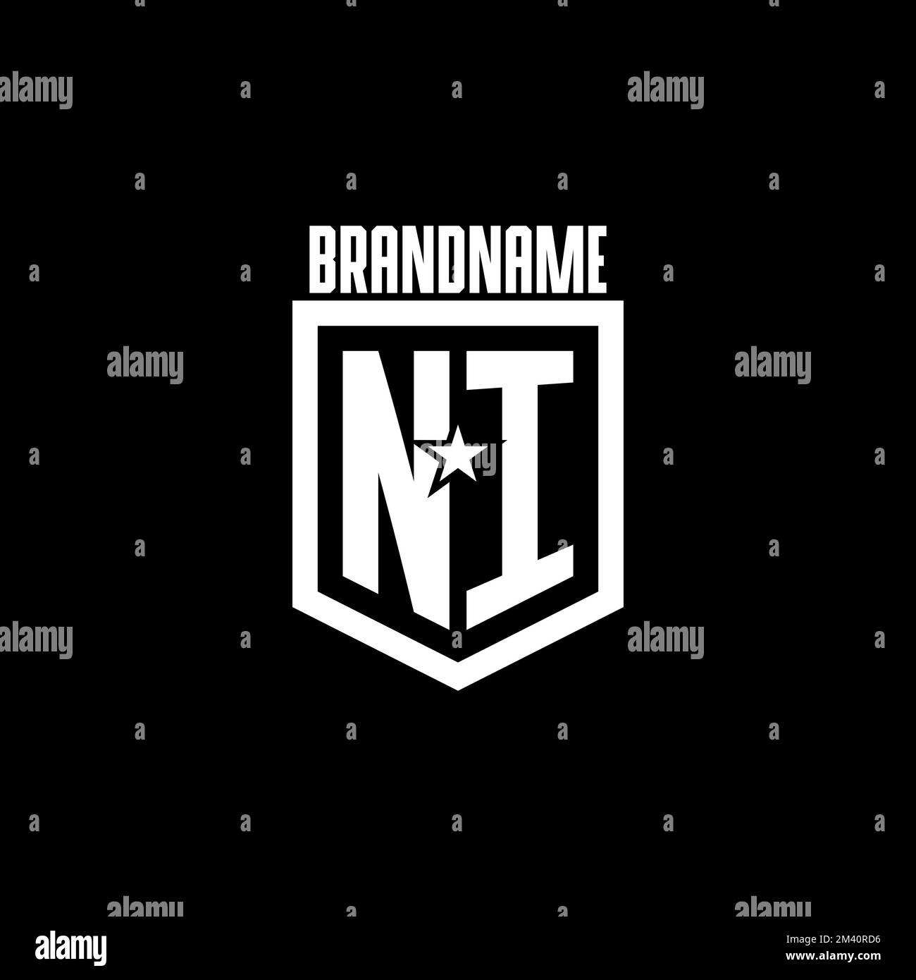 NI initial gaming logo with shield and star style design inspiration ...