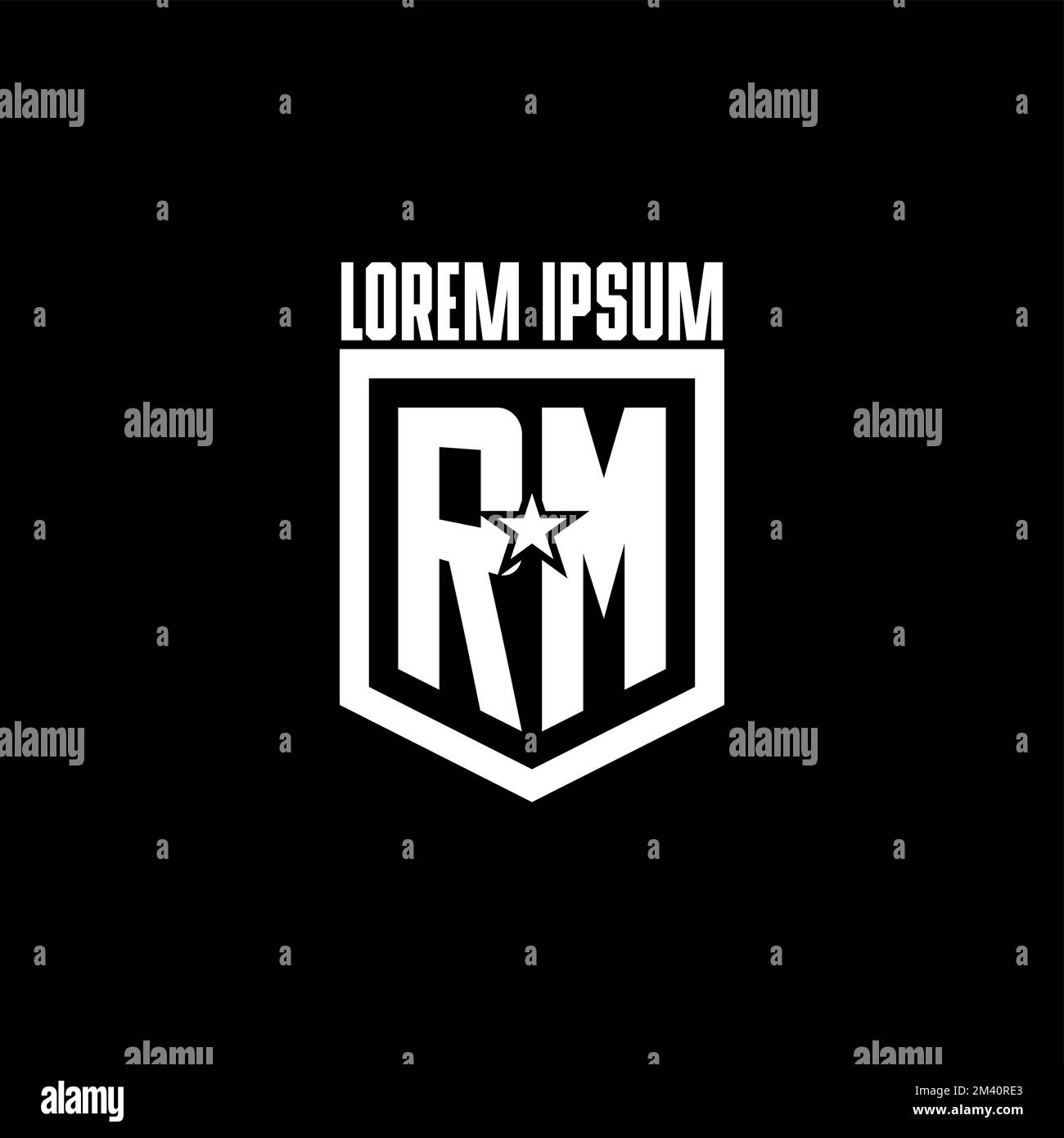 RM initial gaming logo with shield and star style design inspiration ...