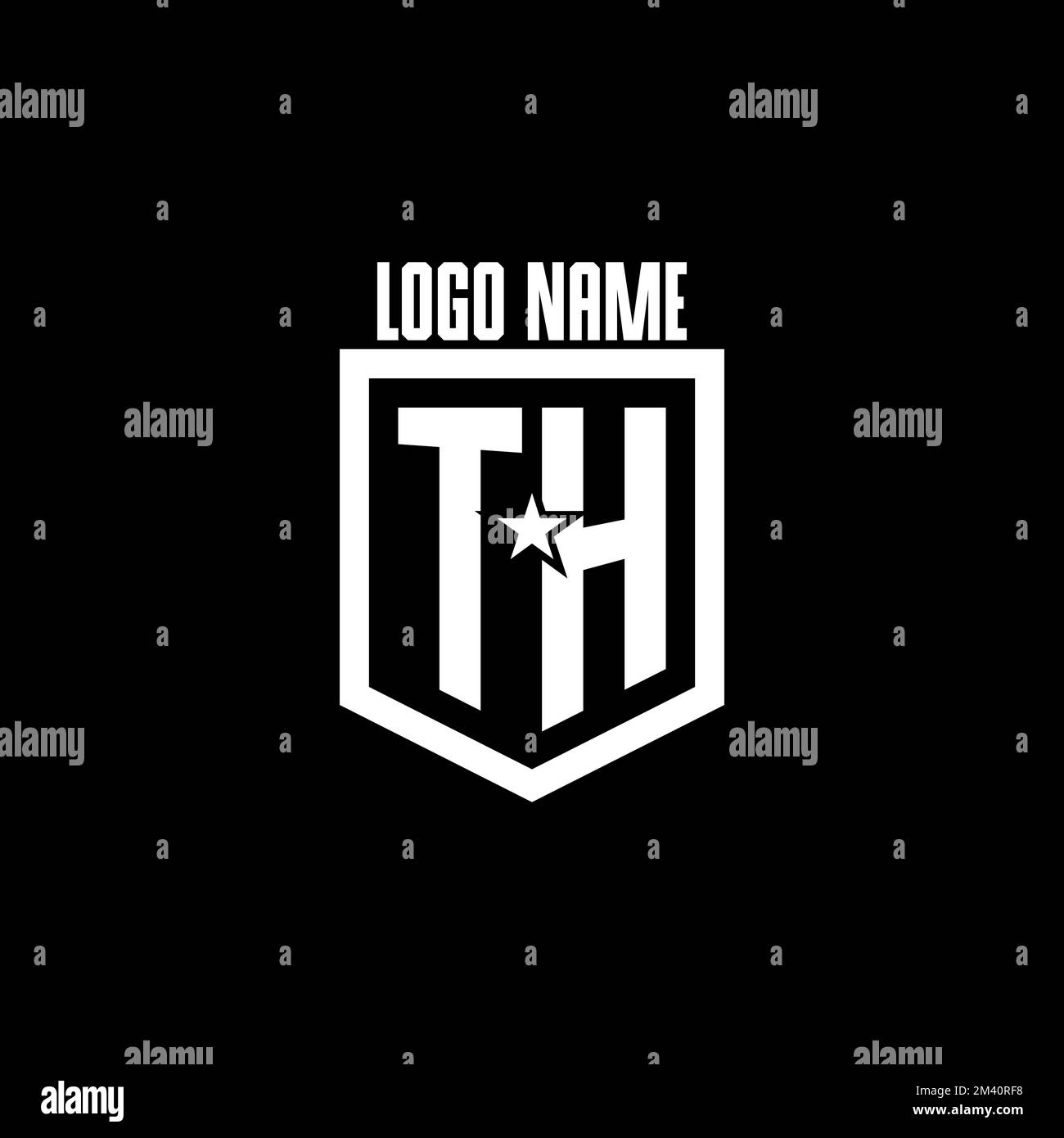 TH initial gaming logo with shield and star style design inspiration ...