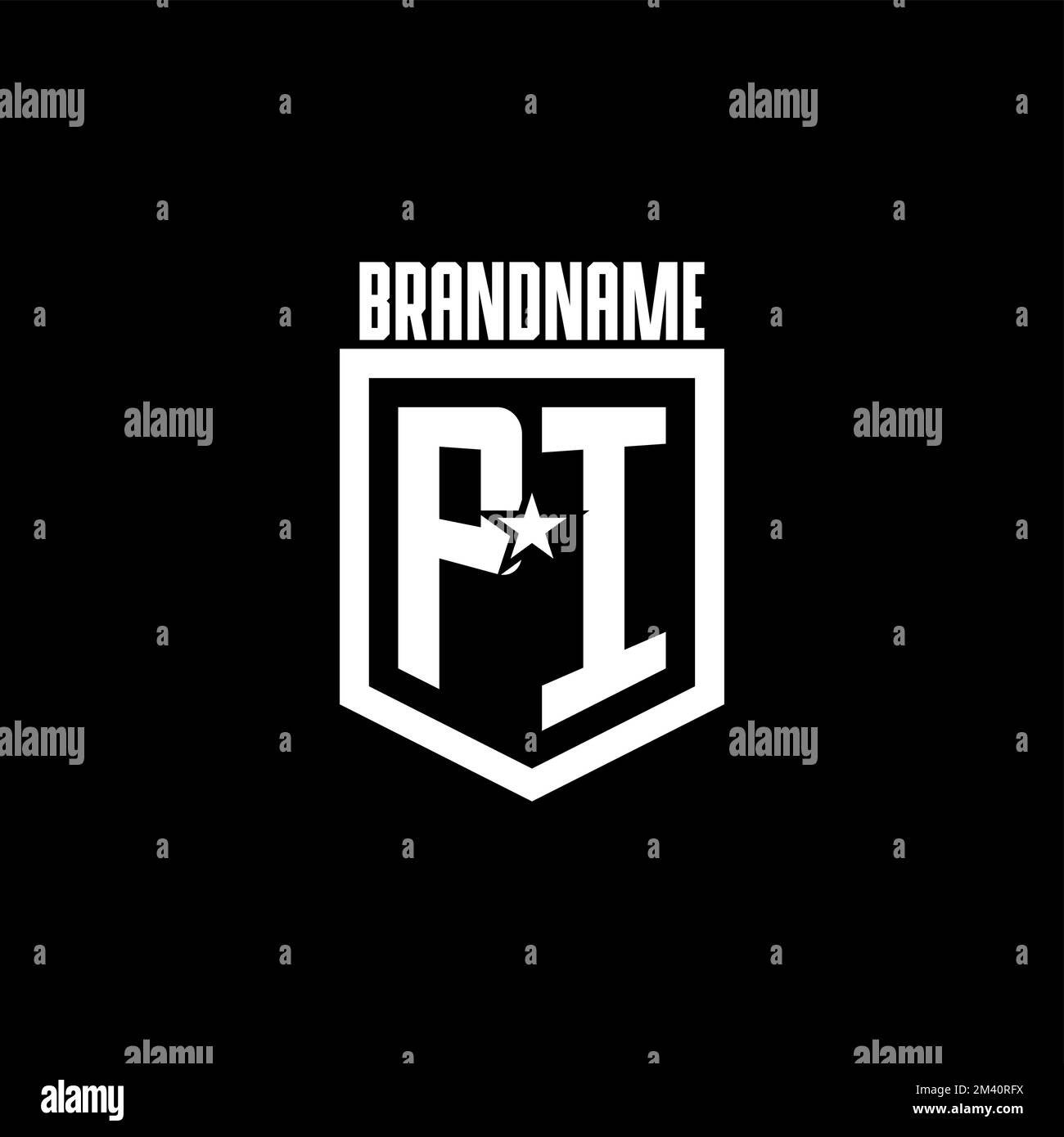 PI initial gaming logo with shield and star style design inspiration ...