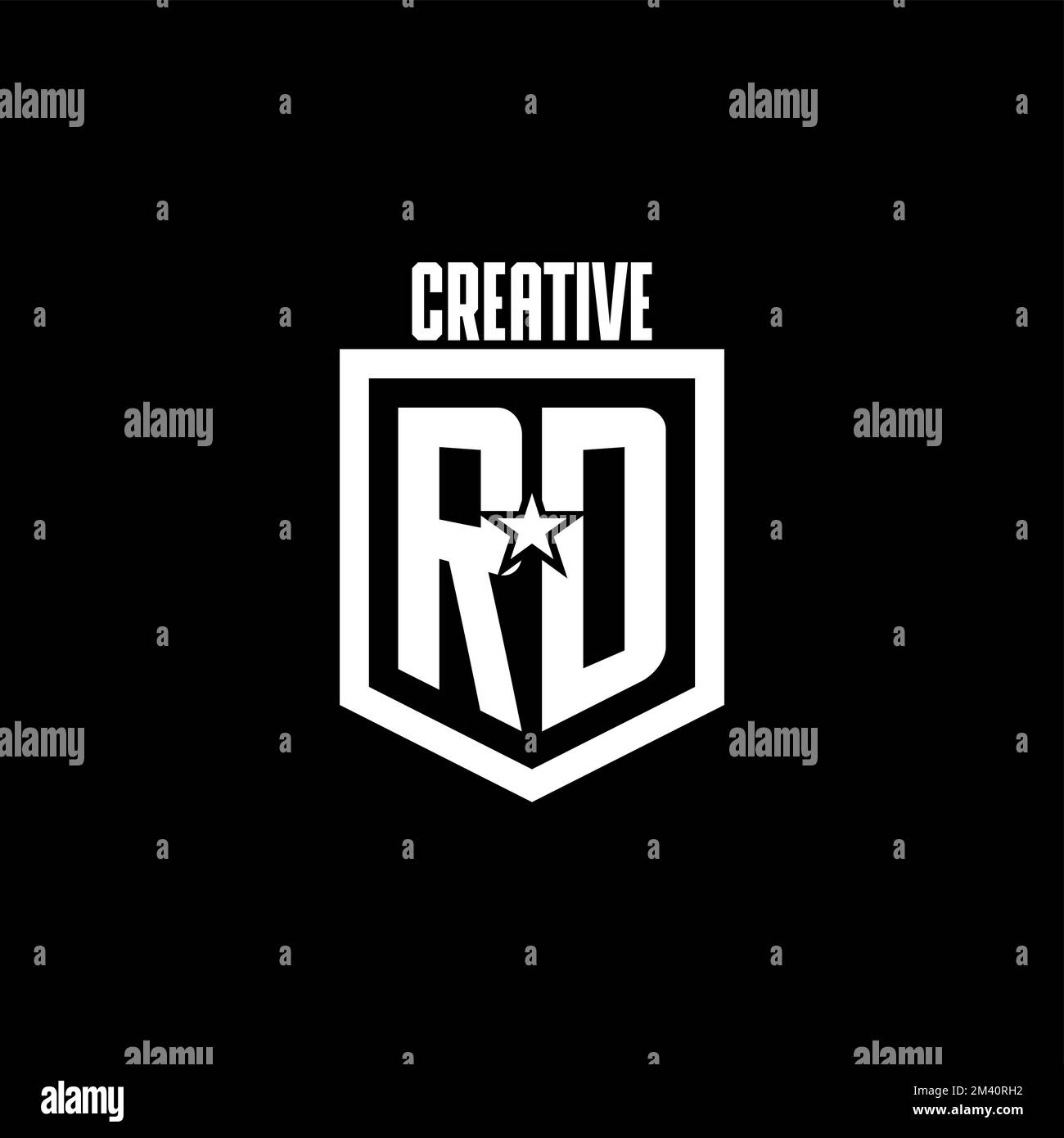 RD initial gaming logo with shield and star style design inspiration ...
