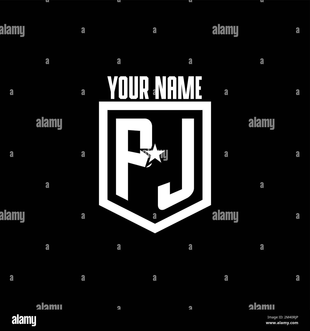 PJ initial gaming logo with shield and star style design inspiration ...