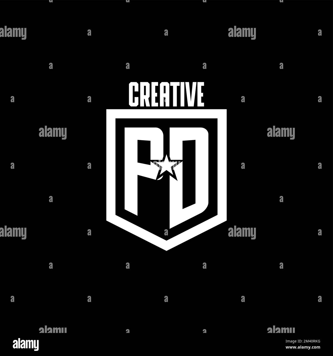 PD initial gaming logo with shield and star style design inspiration ...