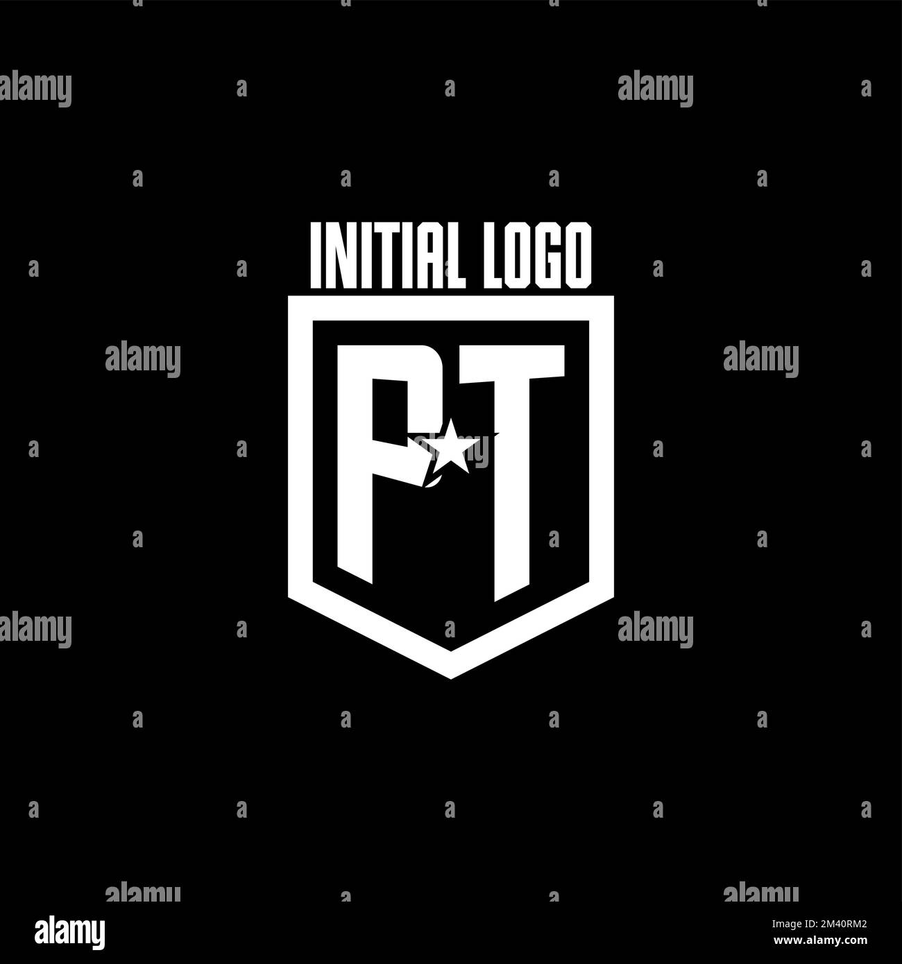 PT initial gaming logo with shield and star style design inspiration ...