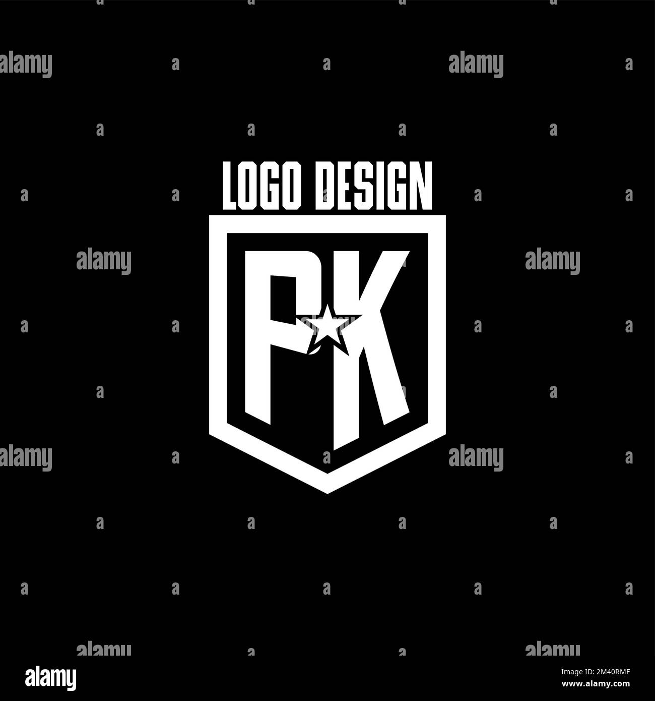 PK initial gaming logo with shield and star style design inspiration ...