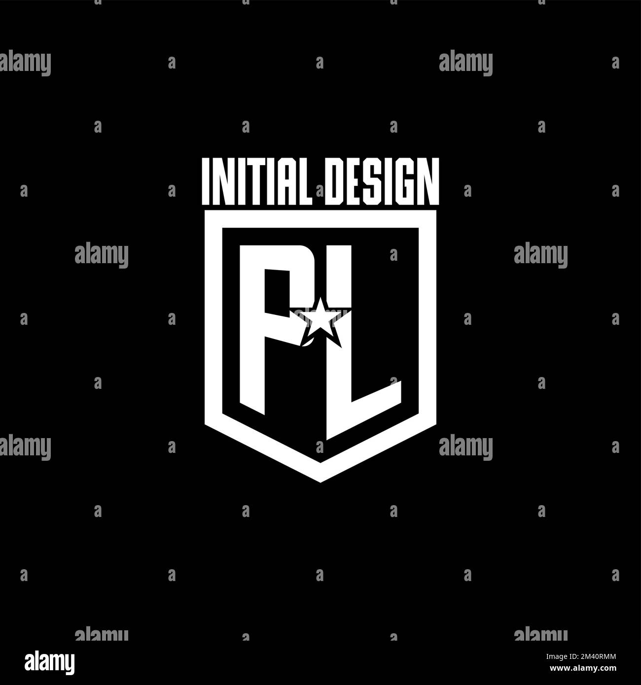PL initial gaming logo with shield and star style design inspiration ...