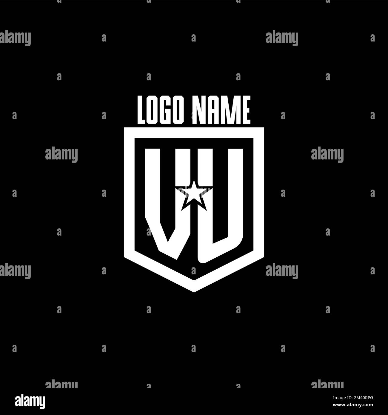 VU initial gaming logo with shield and star style design inspiration ...