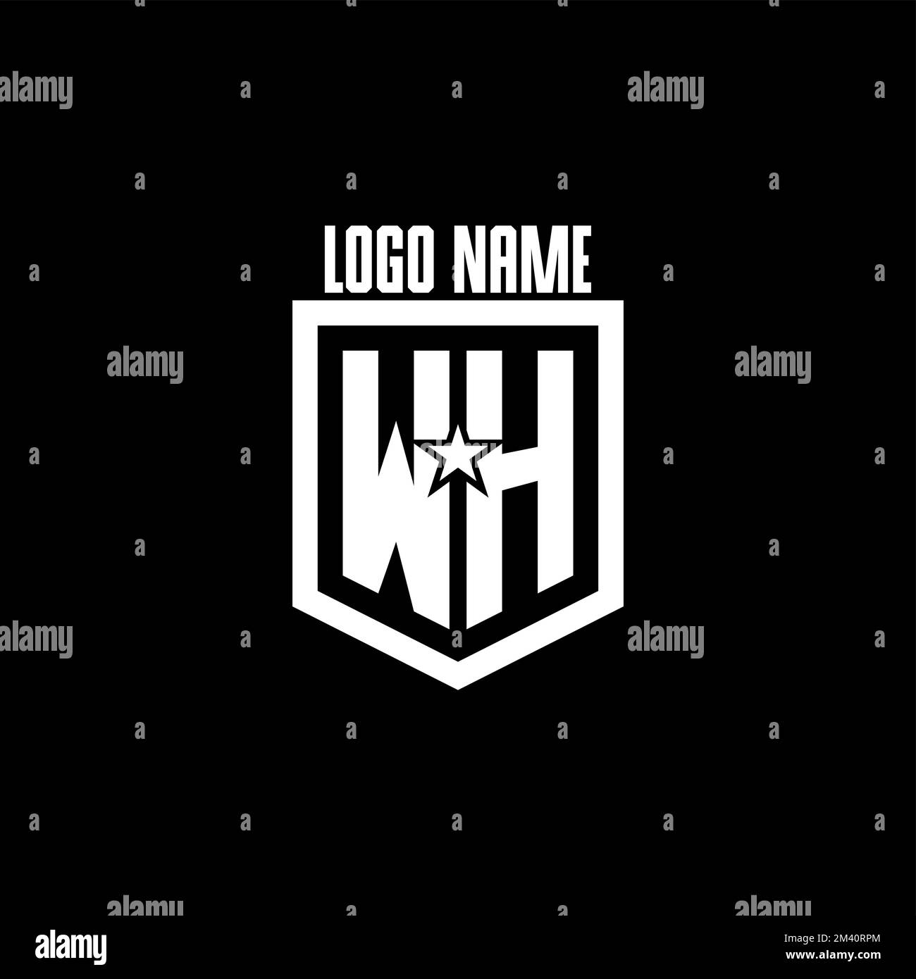 WH initial gaming logo with shield and star style design inspiration ...