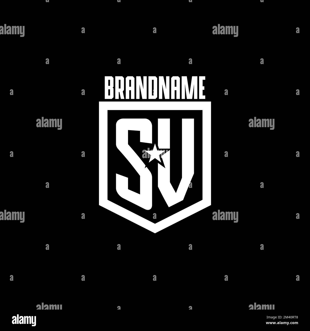 SV initial gaming logo with shield and star style design inspiration ...