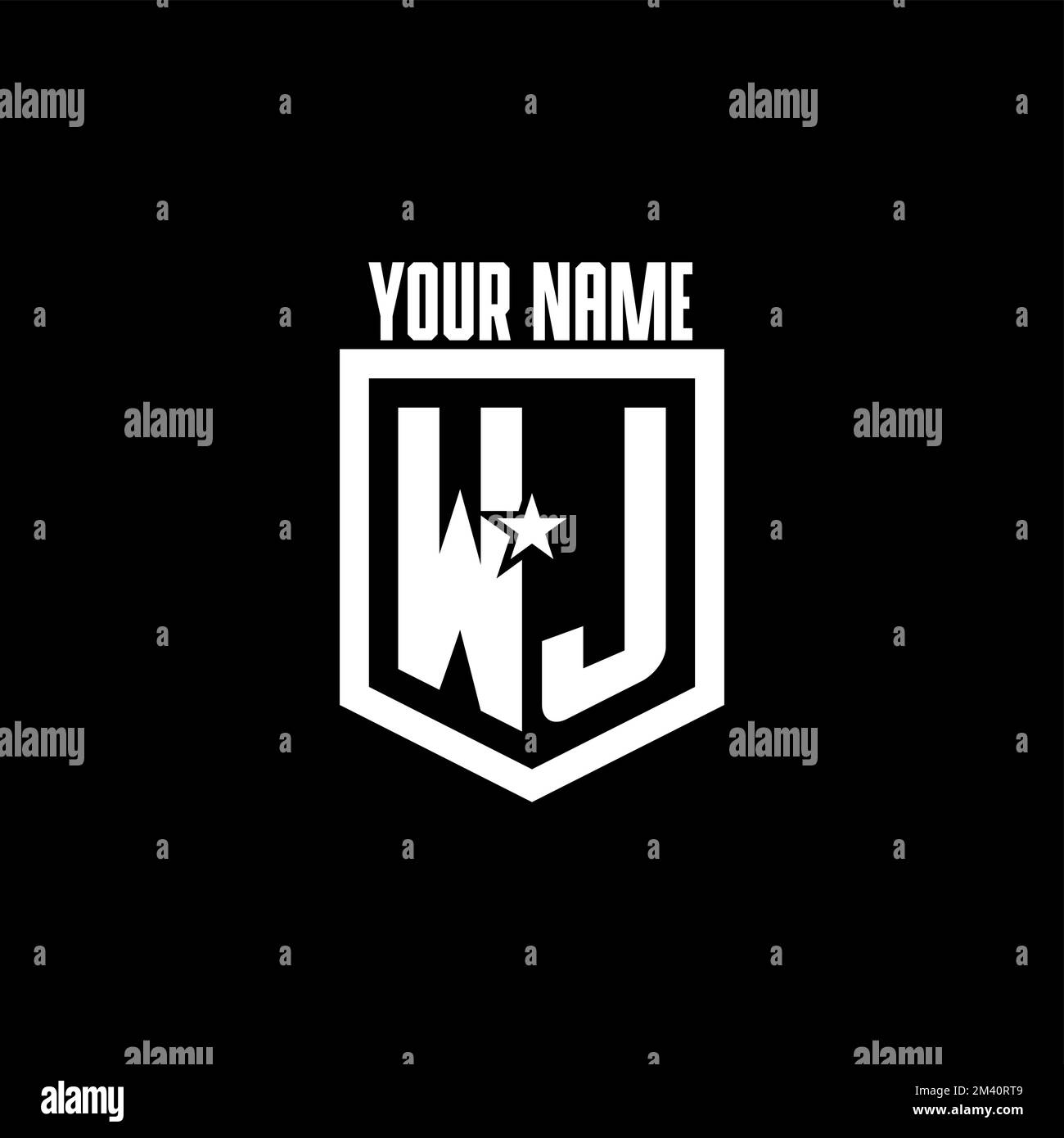WJ initial gaming logo with shield and star style design inspiration ...