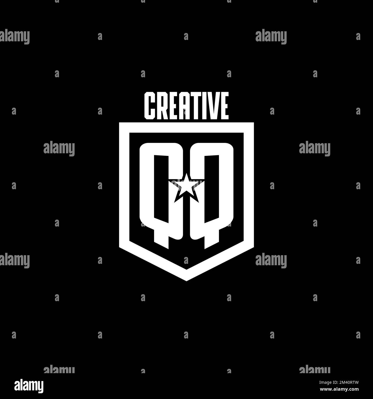QQ initial gaming logo with shield and star style design inspiration ...