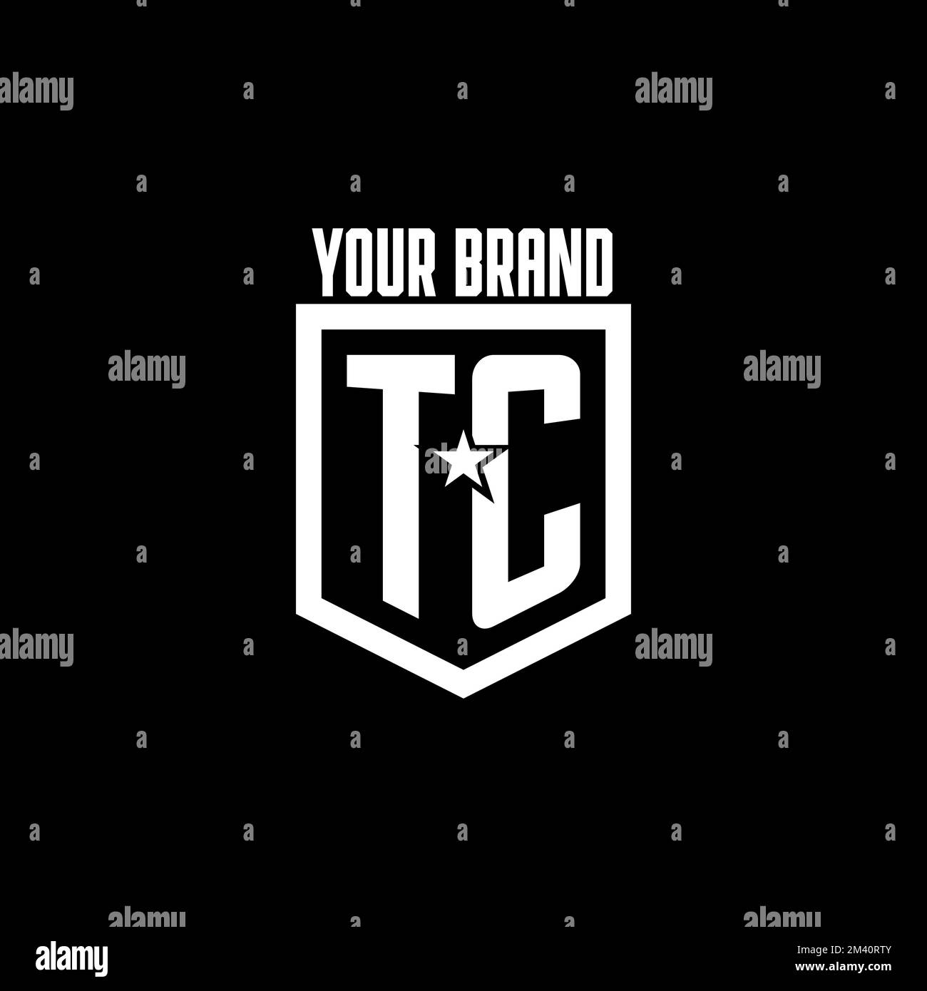 TC initial gaming logo with shield and star style design inspiration ...