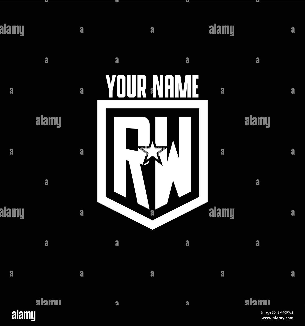 RW initial gaming logo with shield and star style design inspiration ...