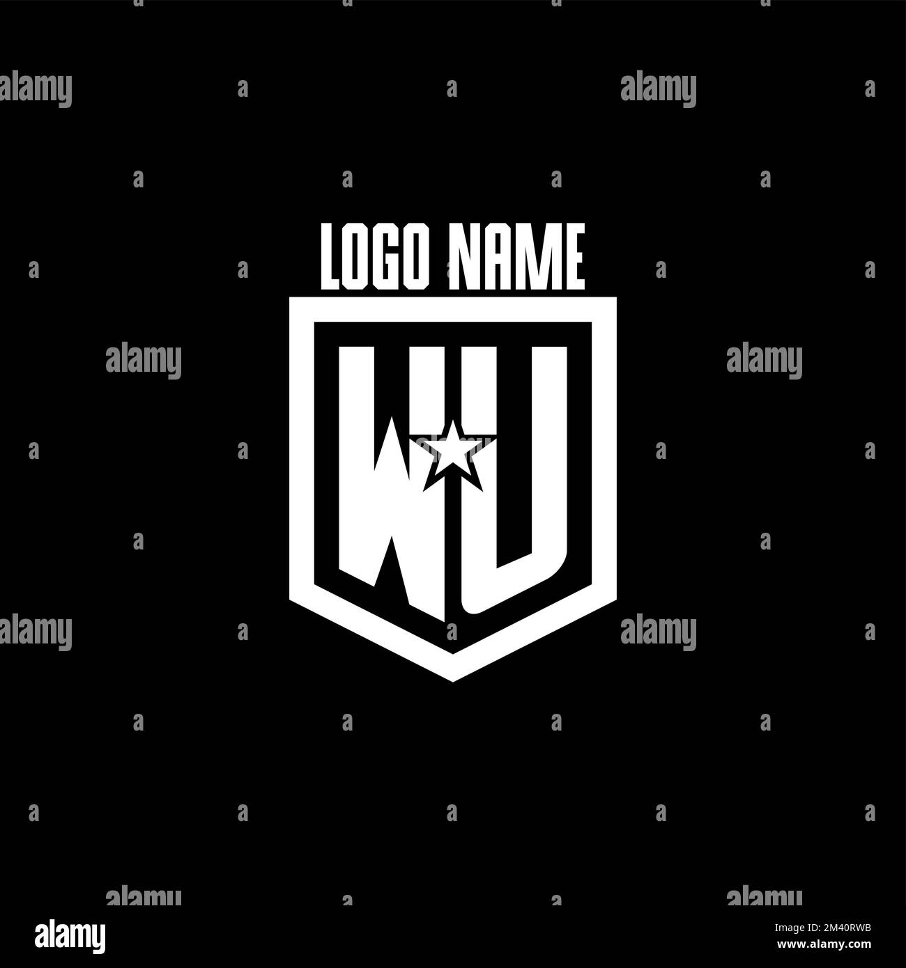 WU initial gaming logo with shield and star style design inspiration ...