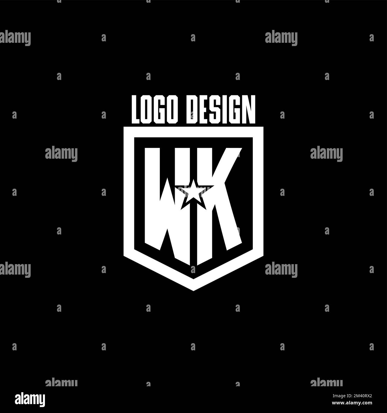 WK initial gaming logo with shield and star style design inspiration ...