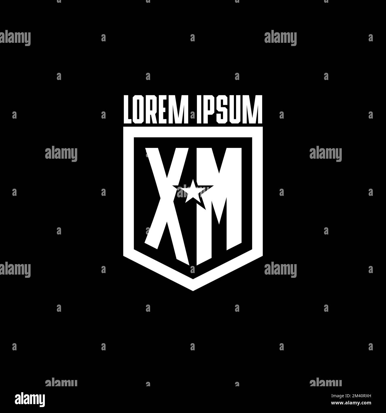 XM initial gaming logo with shield and star style design inspiration ...