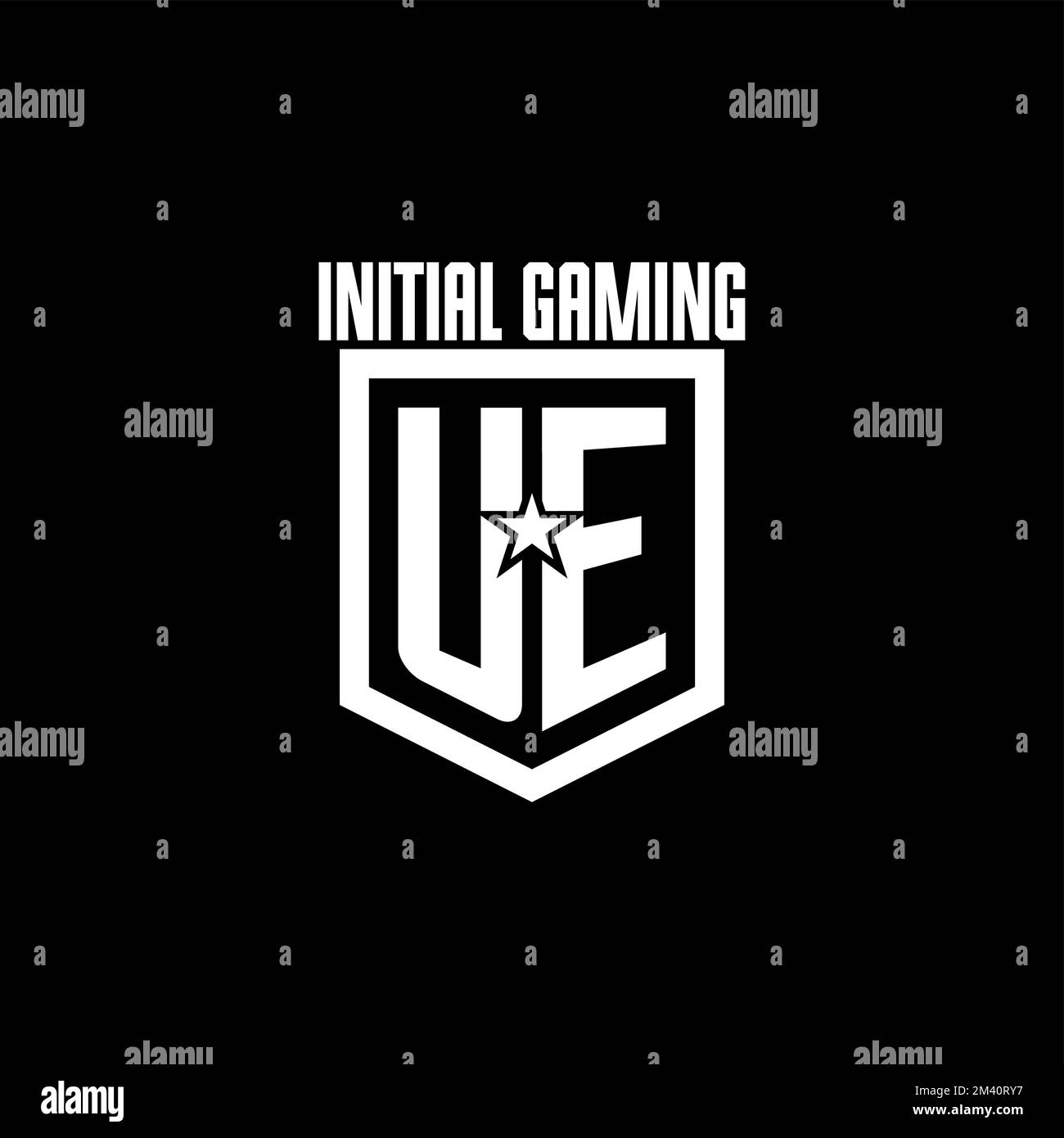 UE initial gaming logo with shield and star style design inspiration ...