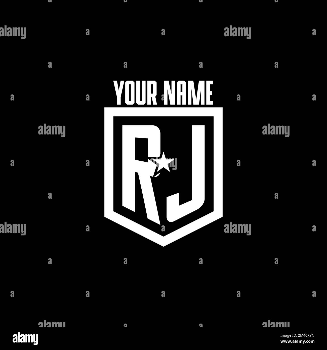 RJ initial gaming logo with shield and star style design inspiration ...