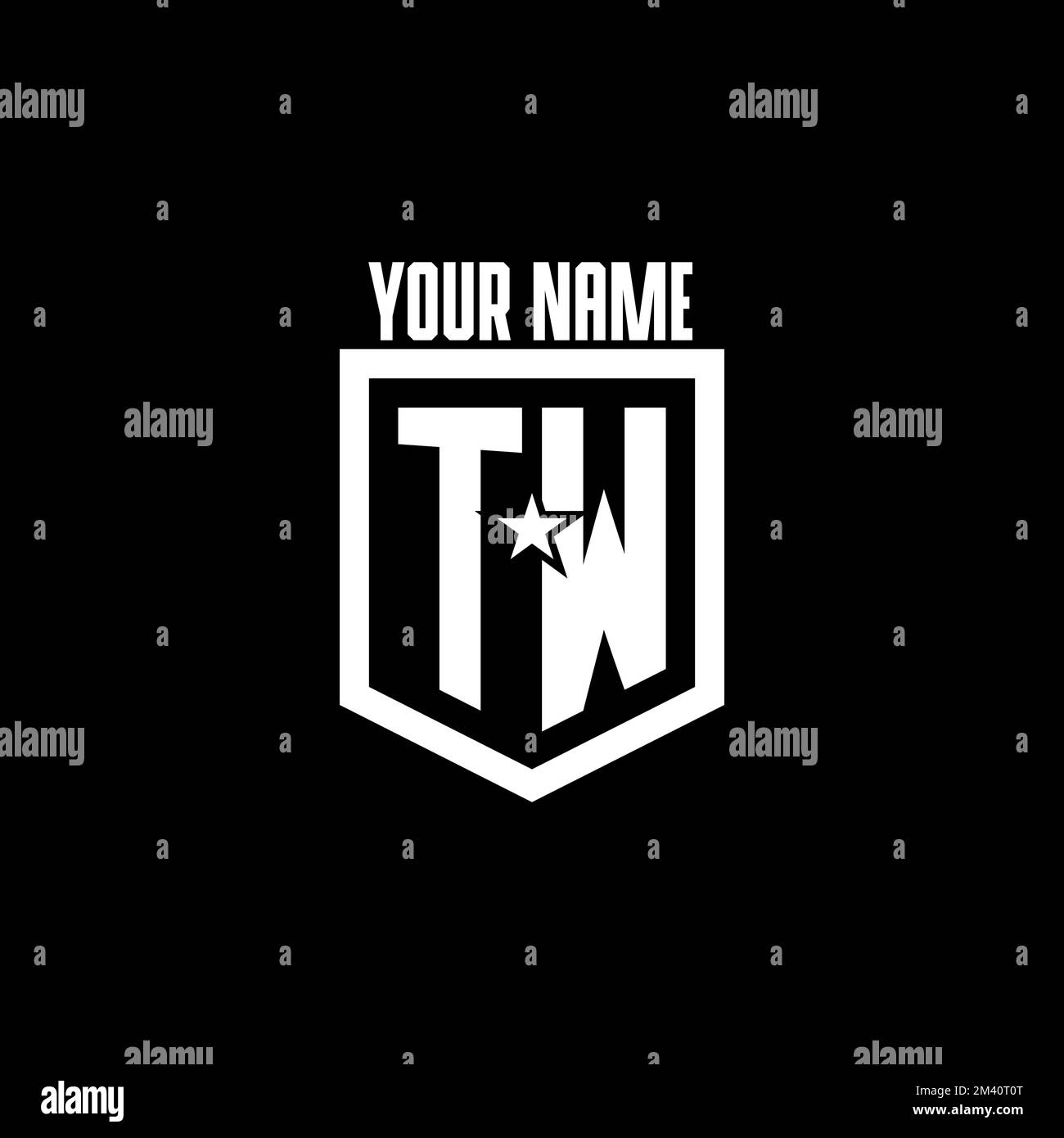 TW initial gaming logo with shield and star style design inspiration ...