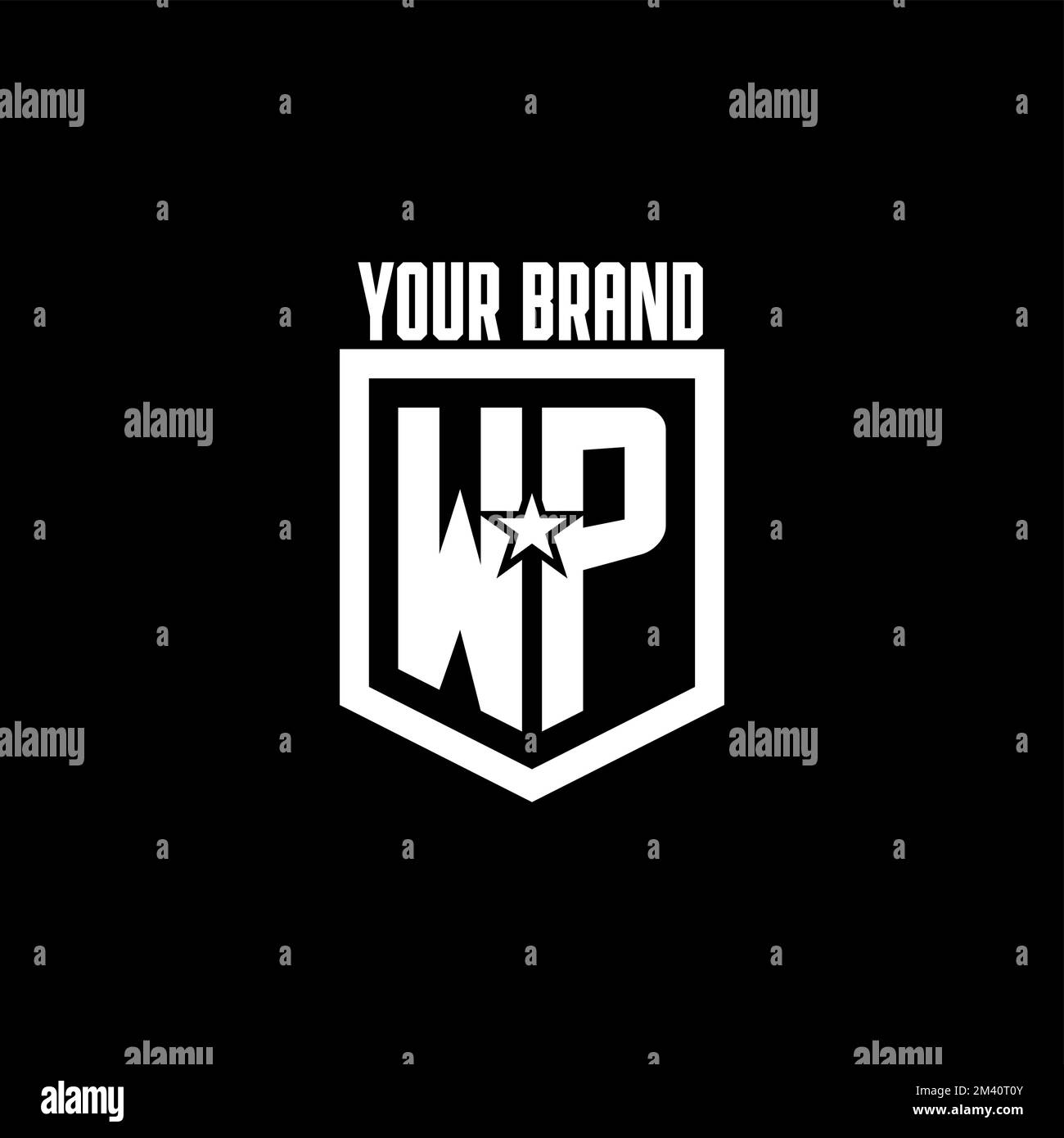 WP initial gaming logo with shield and star style design inspiration ...