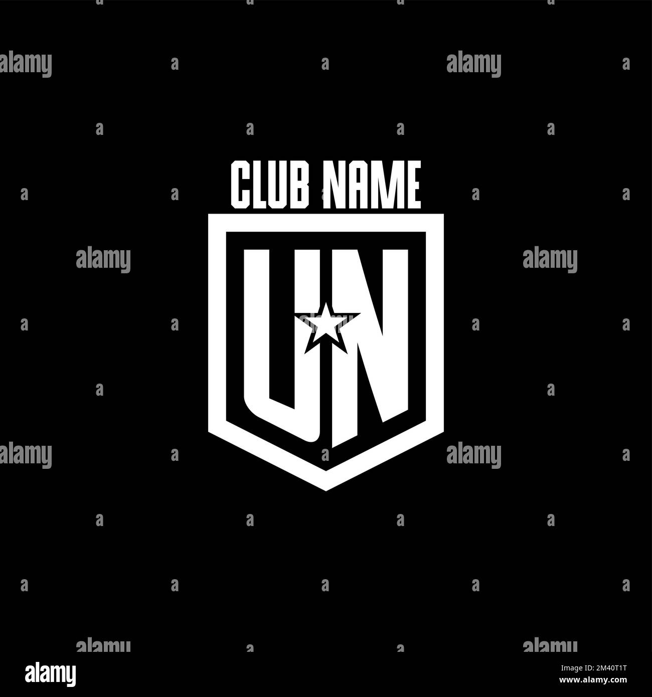UN initial gaming logo with shield and star style design inspiration ...