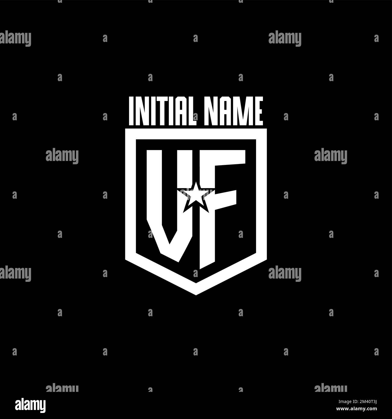 VF initial gaming logo with shield and star style design inspiration ...